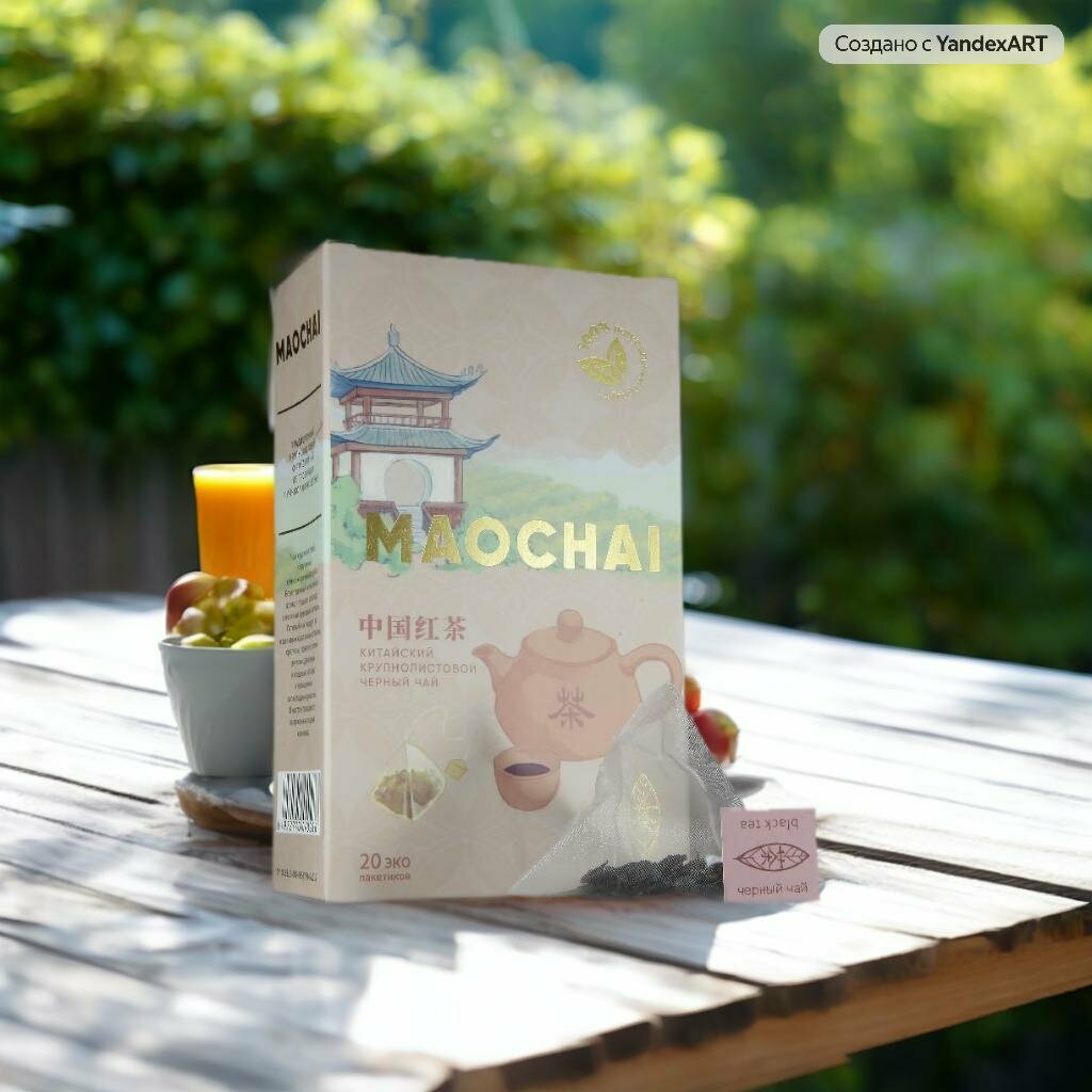 Китайский черный чай маочай в пирамидках (20 пирамидок)