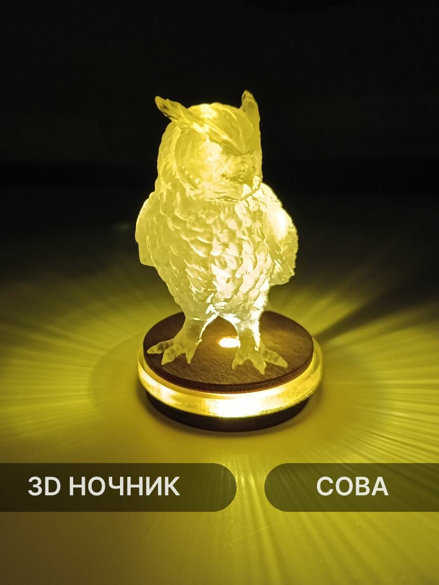 Ночник светильник декоративный Elmarto Сова, теплый белый, светодиодный