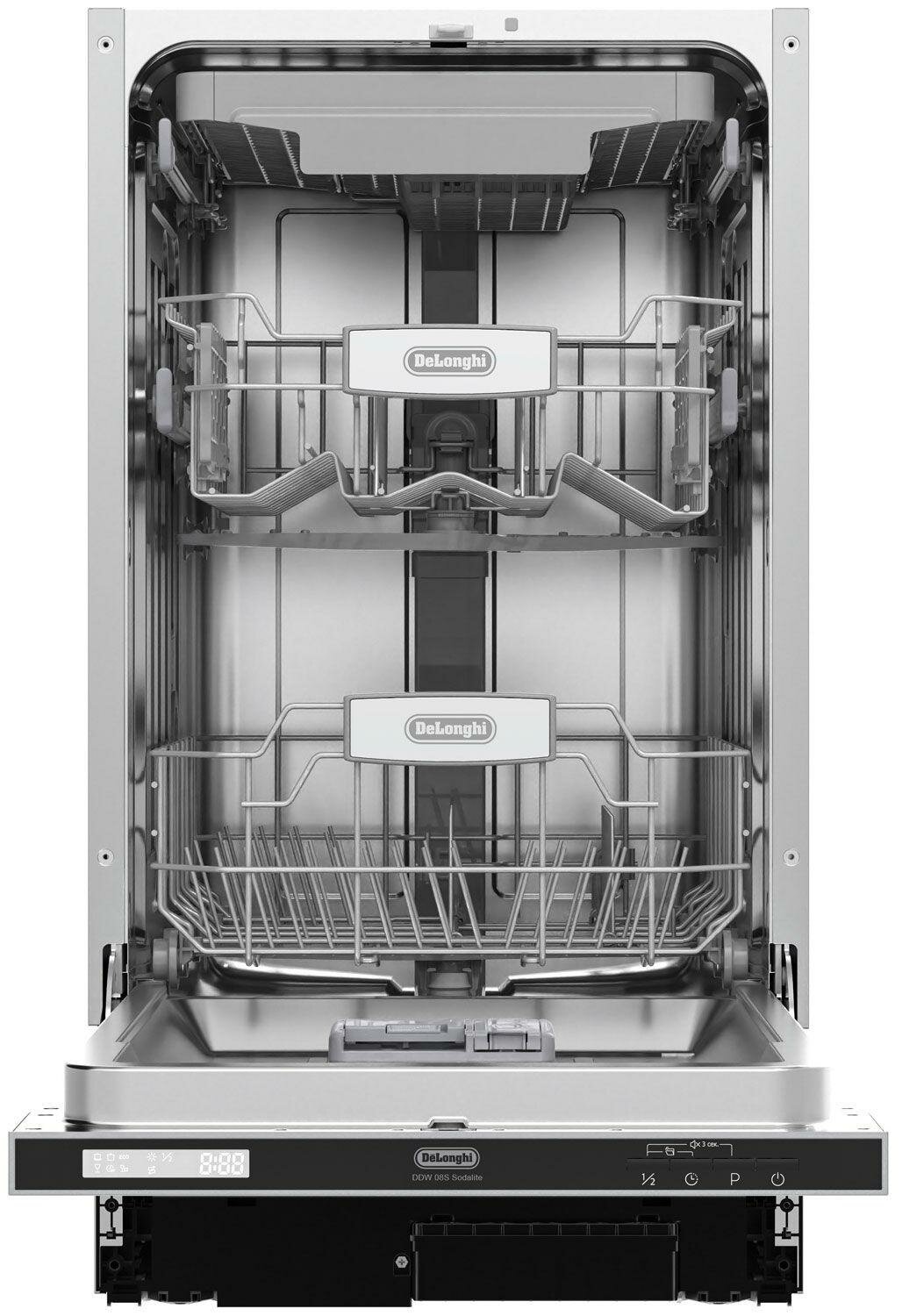 Встраиваемая посудомоечная машина DeLonghi DDW 08S Sodalite, узкая, 6 программ вкл. авто, 3 корзины