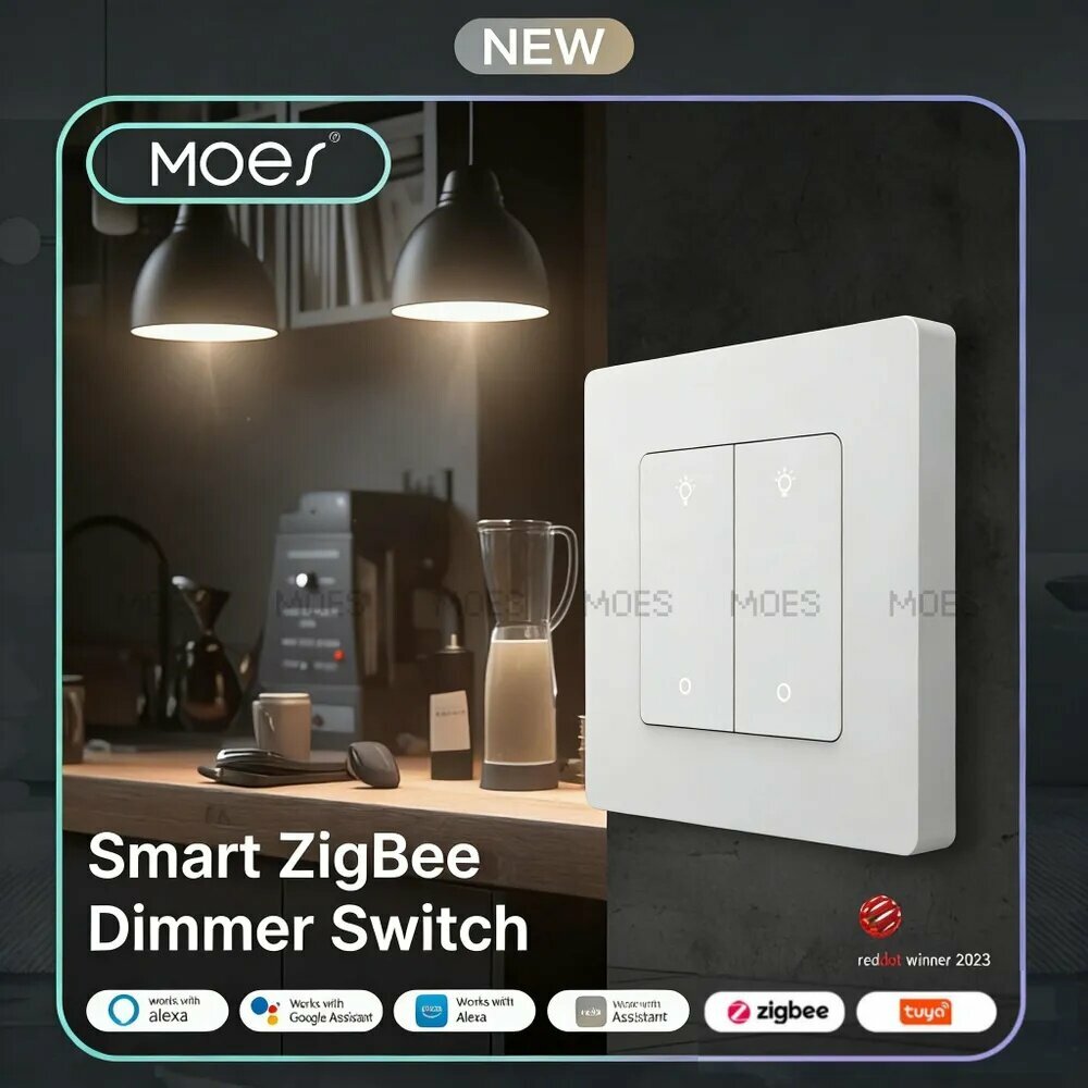 MOES ZigBee диммер Переключатель, сенсорный регуляр яркости света для умного дома, выключатель освещения для дома