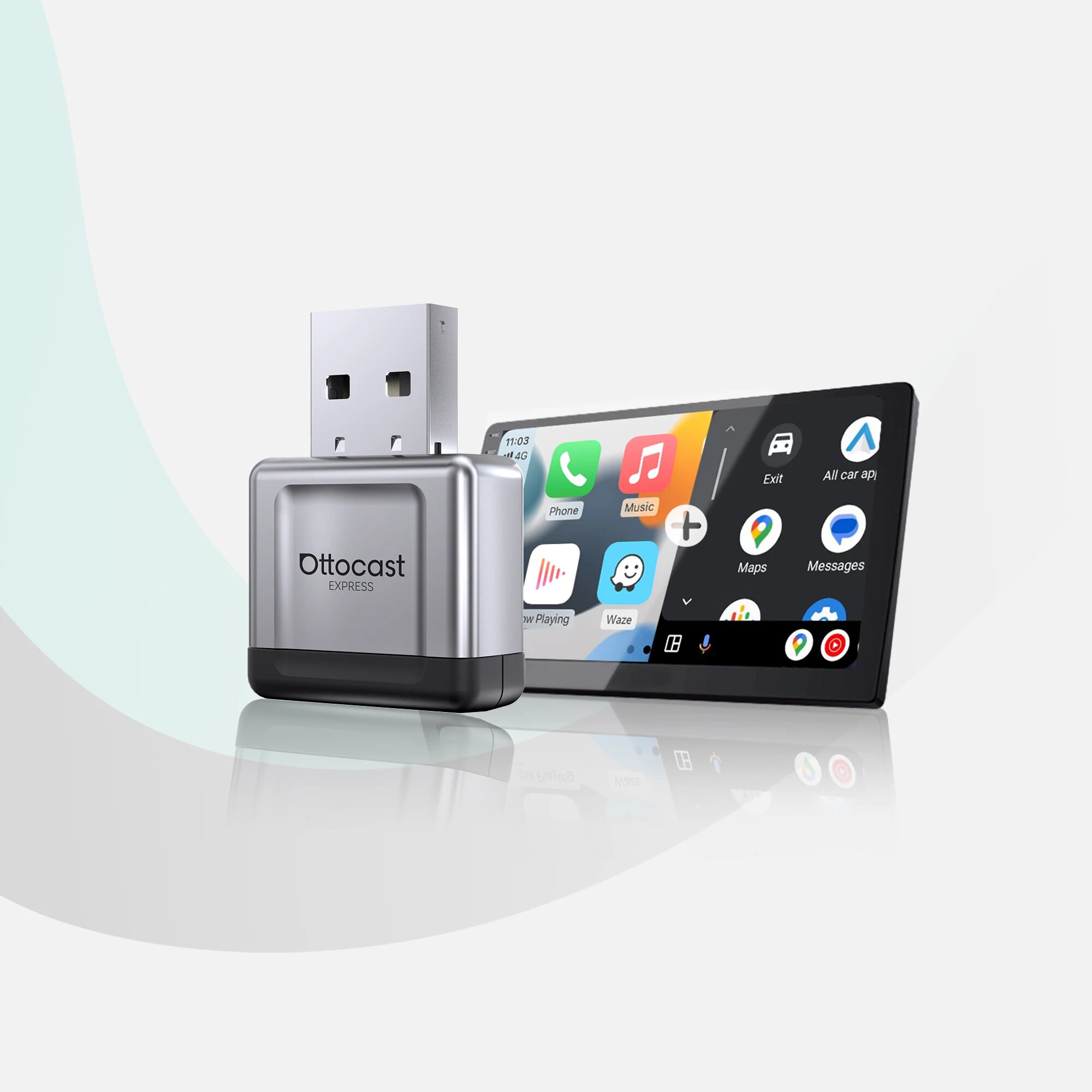 USB-адаптер Ottocast Express Mini Gem Cube 3.0 Для Беспроводного CarPlay И Android Auto, Совместимый С iPhone И Android.