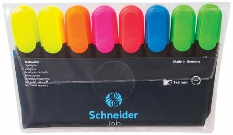 Набор текстовыделителей SCHNEIDER 8 шт, ассорти, "Job", линия 1-5 мм, 115088