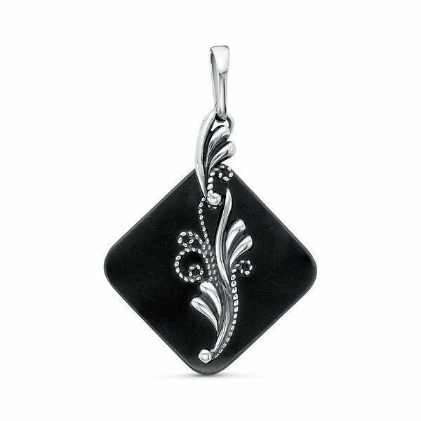 Подвеска, серебро, 925 проба, чернение, стекло