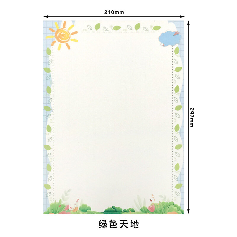 Бумага для писем Green World, 50 листов, формат А4, с мультяшными рисунками