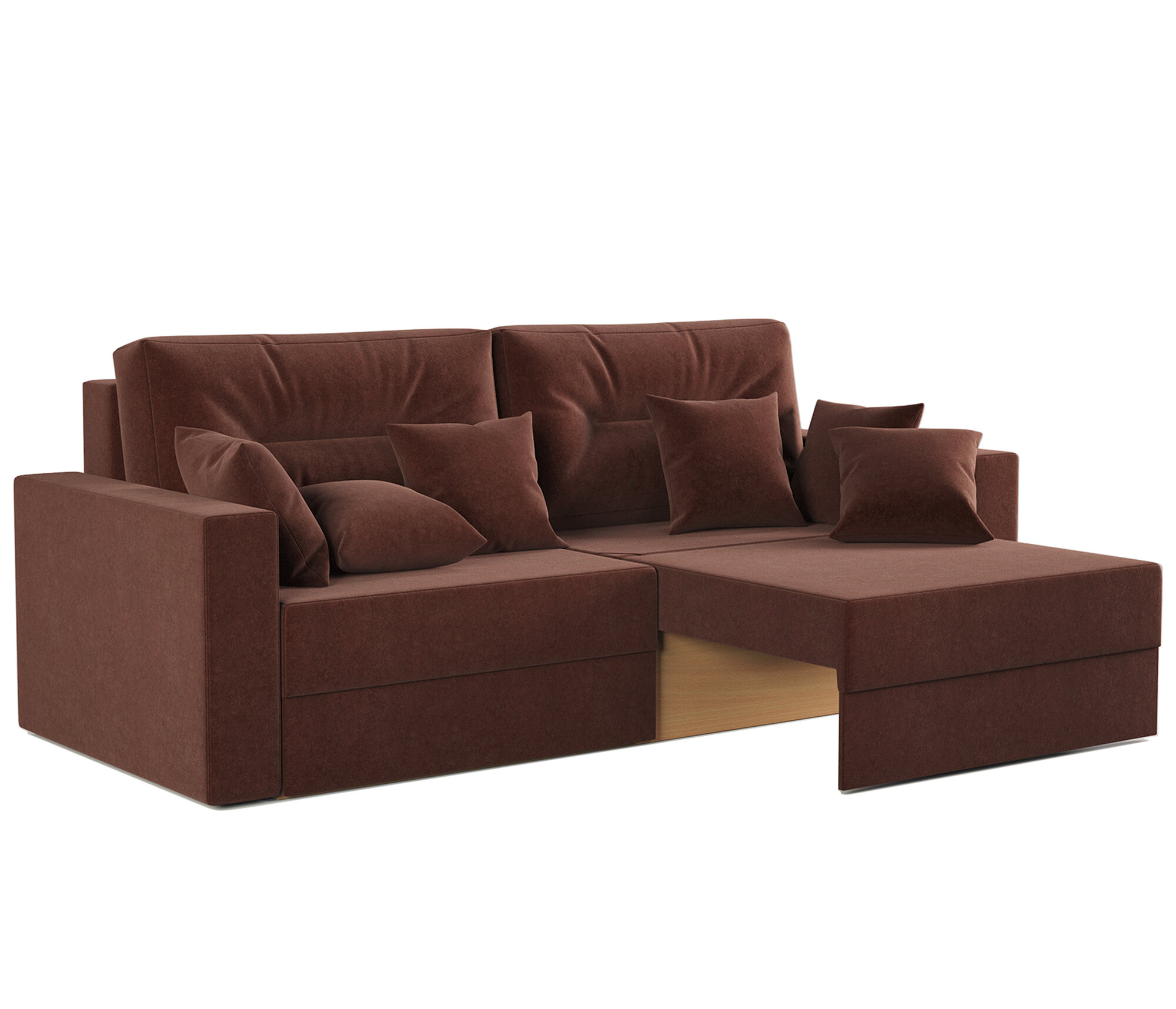 Диван-кровать Норд 160х200 см, прямой, раскладной еврокнижка, велюр Дрим шоколад