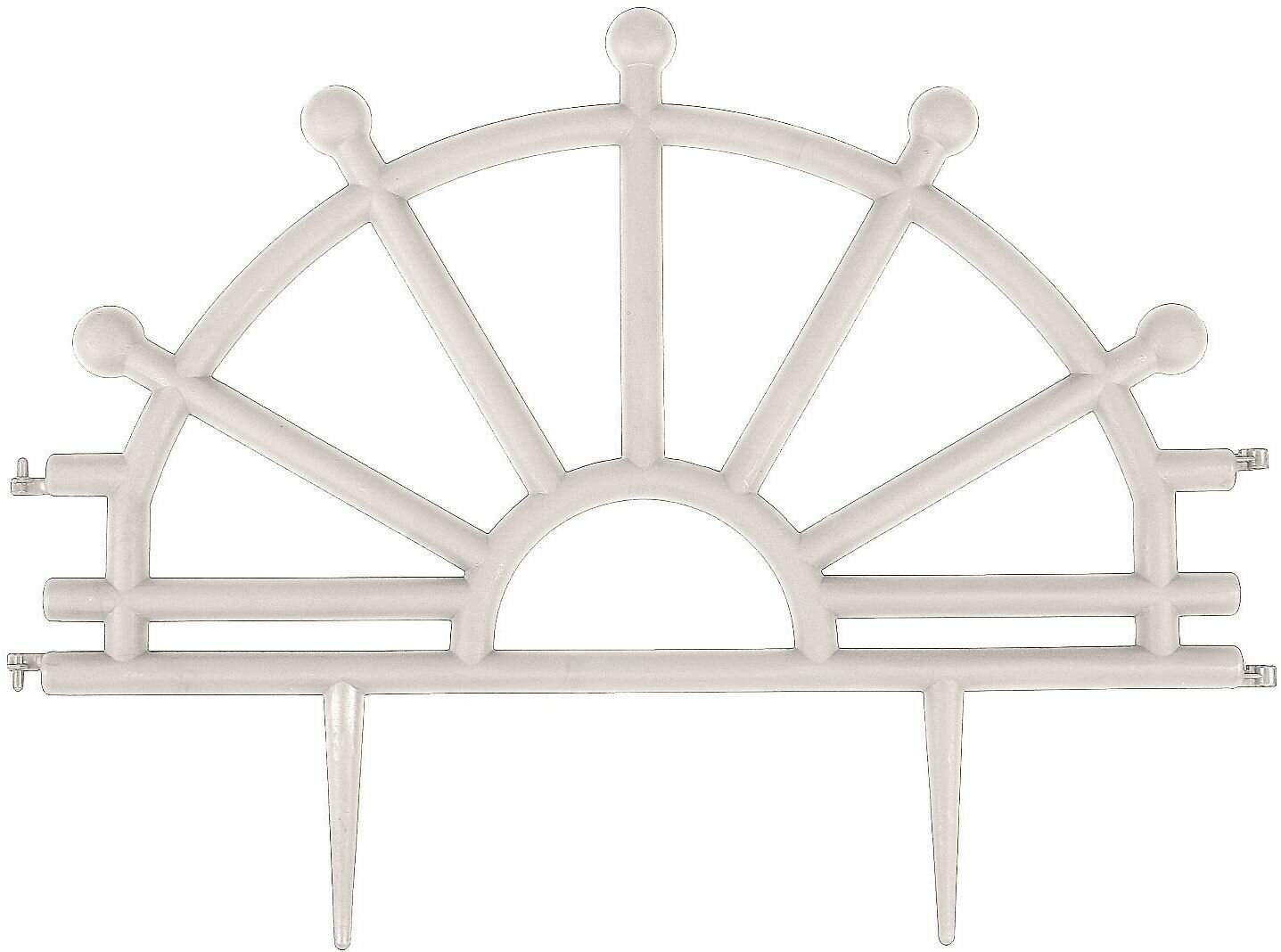 Ограждение декоративное сборное "Штурвал" для клумб и грядок из пластика, заборчик-бордюр садовый для дачи и сада, 32 х 280 см, 7 секций, цвет белый