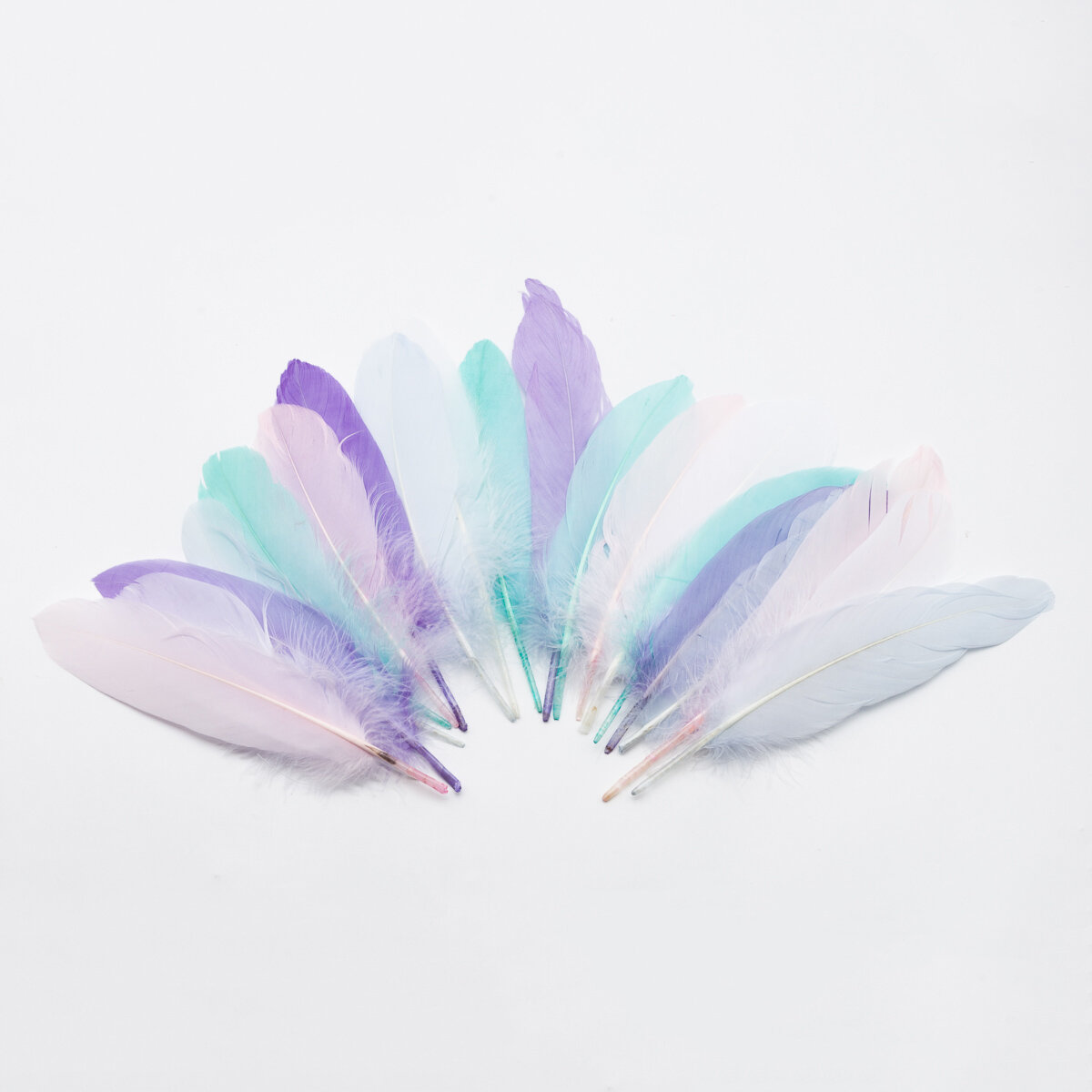 Перья декоративные гусиные обработанные, цвет ассорти, 15-17 см, 20 штук