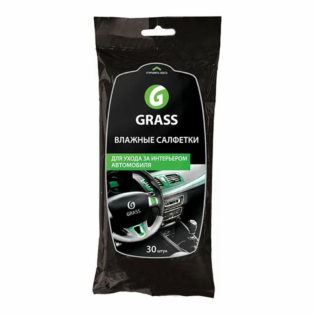 Салфетки влажные для интерьера, в пачке 30 штук, Grass IT0311