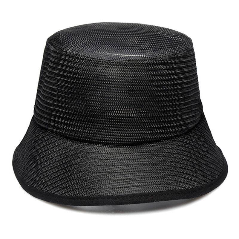 Шляпа рыбацкая, летняя, мужская, с сеткой, черная, большой размер