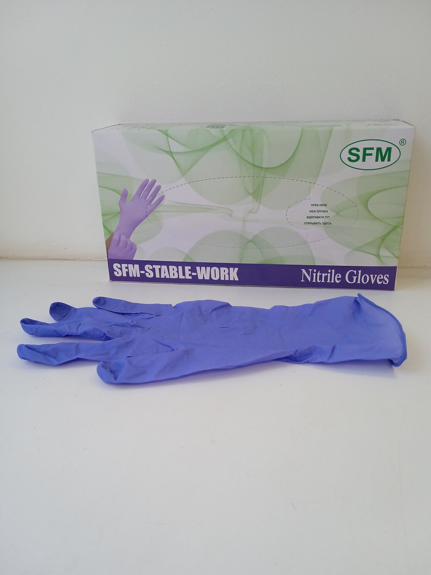 Перчатки SFM Hospital, нитрил, микрошероховатые, неопудренные, размер М, 50 пар./уп.