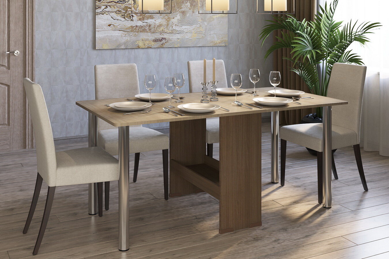 Стол-книжка СКР-4-Р Ясень темный - Ясень светлый, раскладной, обеденный, 73.9х85.0х166.5 см, россия