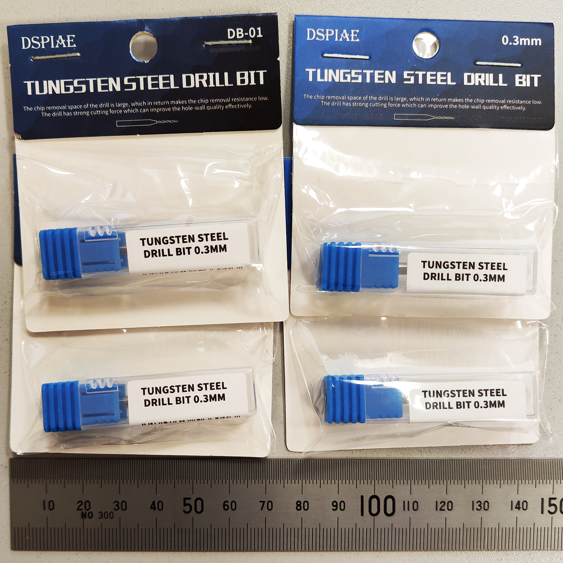 Сверла 0.3 мм, вольфрамовая сталь, хвостовик 3.2 мм, 4 штуки, Dspiae