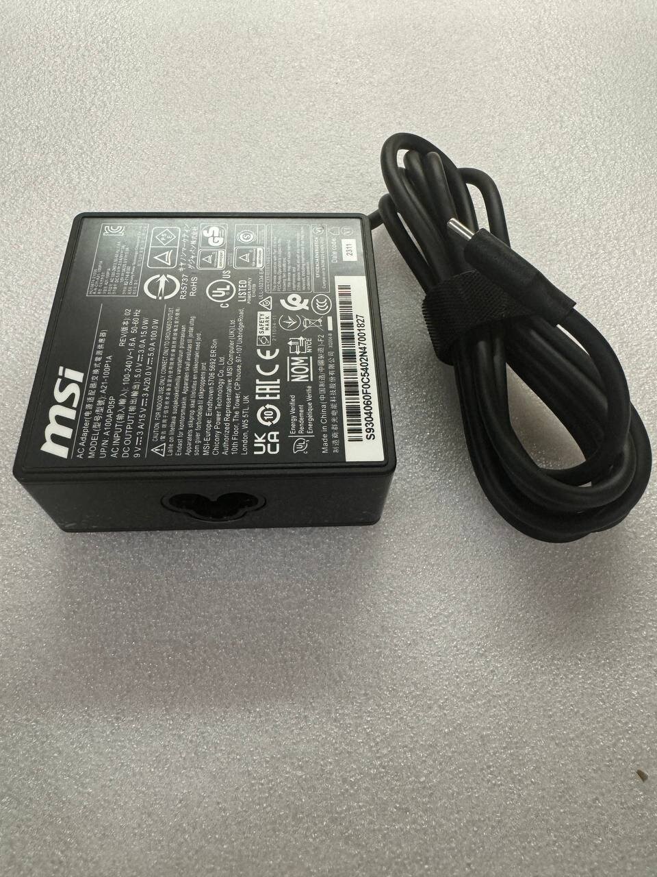 Блок питания MSI Type-C, 100W (20V, 5A) ORG (square shape)