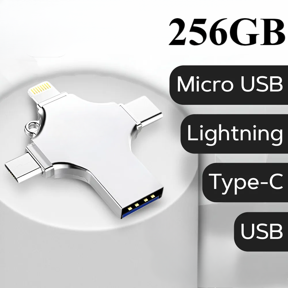 "Многофункциональная флешка" для iOS/Android/ПК, 256 ГБ, металлическая