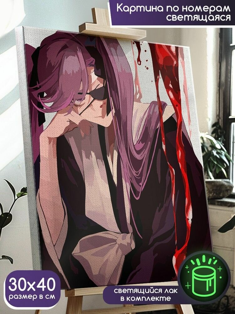 Картина по номерам со светящейся краской аниме блич (bleach, ичиго, рукия, орихиме) - 1852 30х40