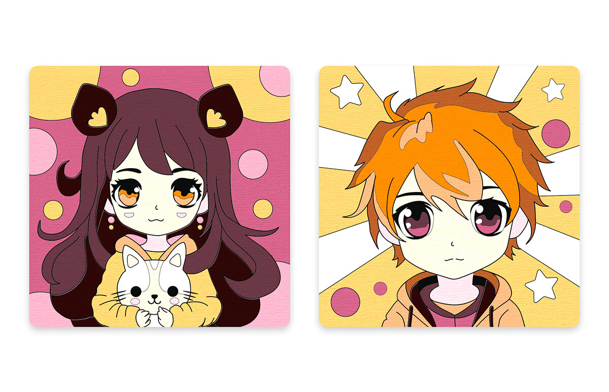 Фрея PNBM-016-BG54 Набор для раскрашивания по номерам на магните 9×9 см Милые анимешки