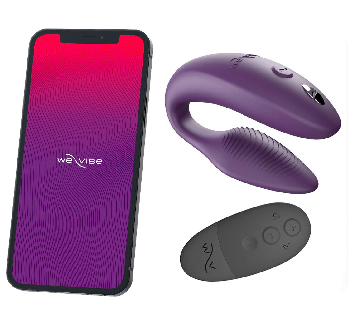 Вибратор для пар из силикона Вибратор для пар из силикона с пультом ДУ - We-Vibe Sync 2, фиолетовый
