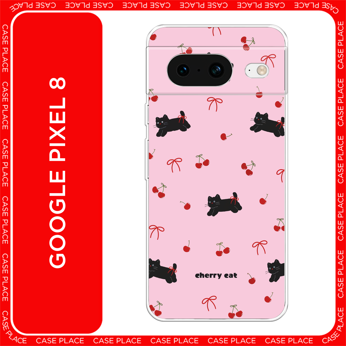 Чехол на Google Pixel 8 / Гугл Пиксель 8 с принтом cherry cat
