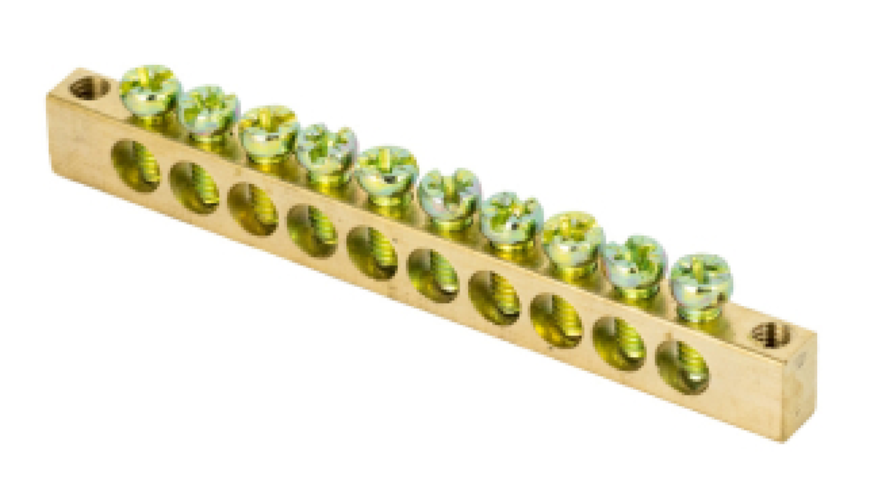 Шина EKF / ЕКФ PROxima PEN ноль-земля, контактная группа качественная латунь, крепеж по краям, 6х9х77мм, 1×10 100А, sn0-63-10-k / соединитель проводов