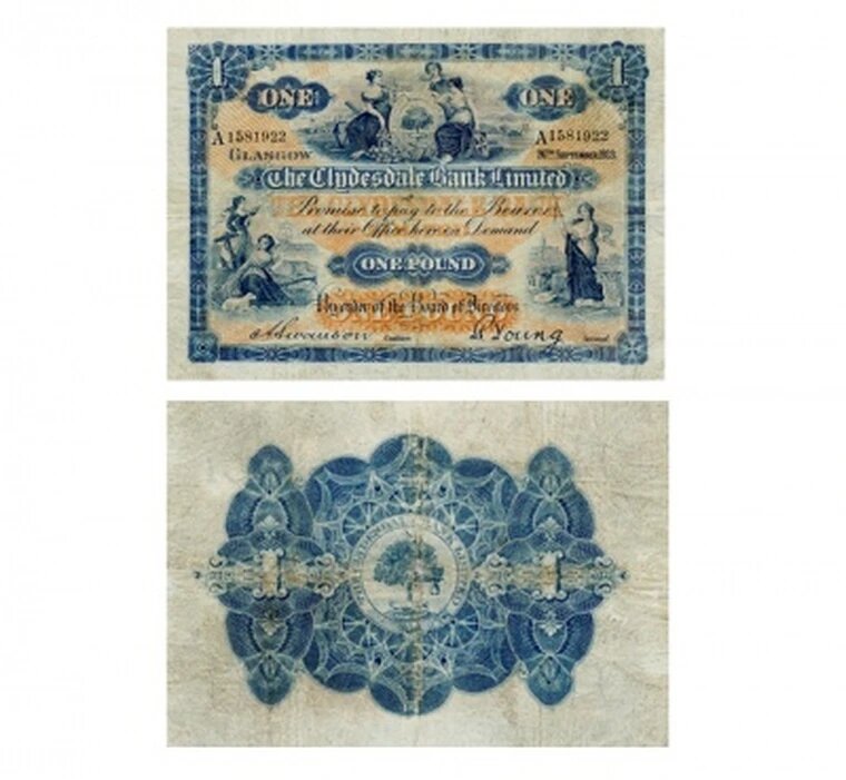 1 фунт 1923 Шотландия, Глазго, сувенирная копия, банкноты и купюры редкие коллекционные
