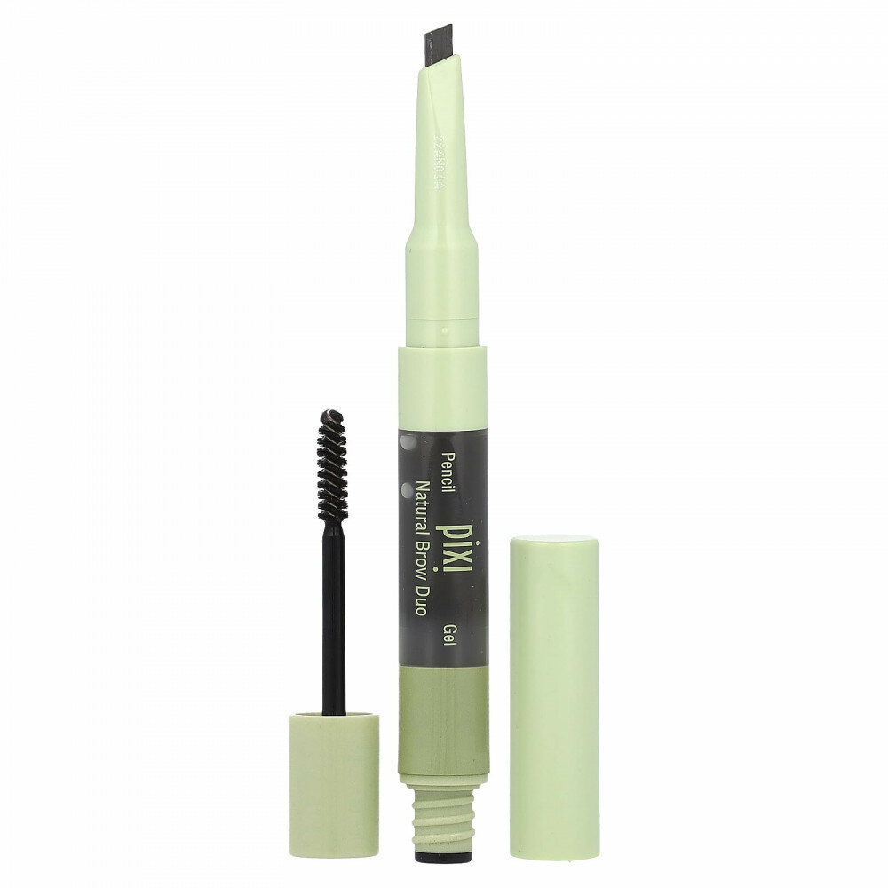 Pixi Beauty, 2-в-1 Natural Brow Duo, карандаш и гель для бровей, 0634 мягкий черный, 1 шт.