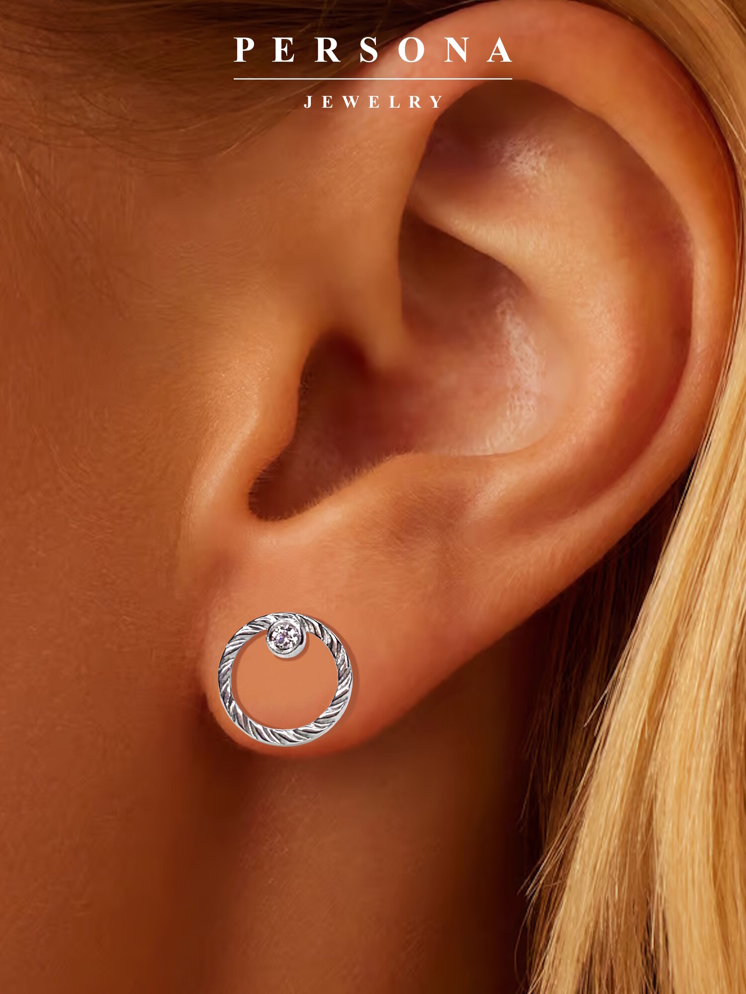 Серьги пусеты, серебро, 925 проба, родирование, фианит