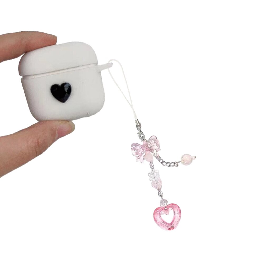 Цепочка с подвесками-шармами в виде сердечек с бантом, ремешки для телефона, цепочка для ключей-шармов