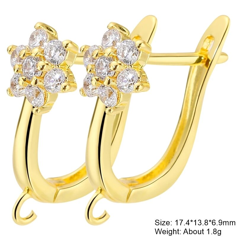 Серьги крючки с кристаллом, Gold
