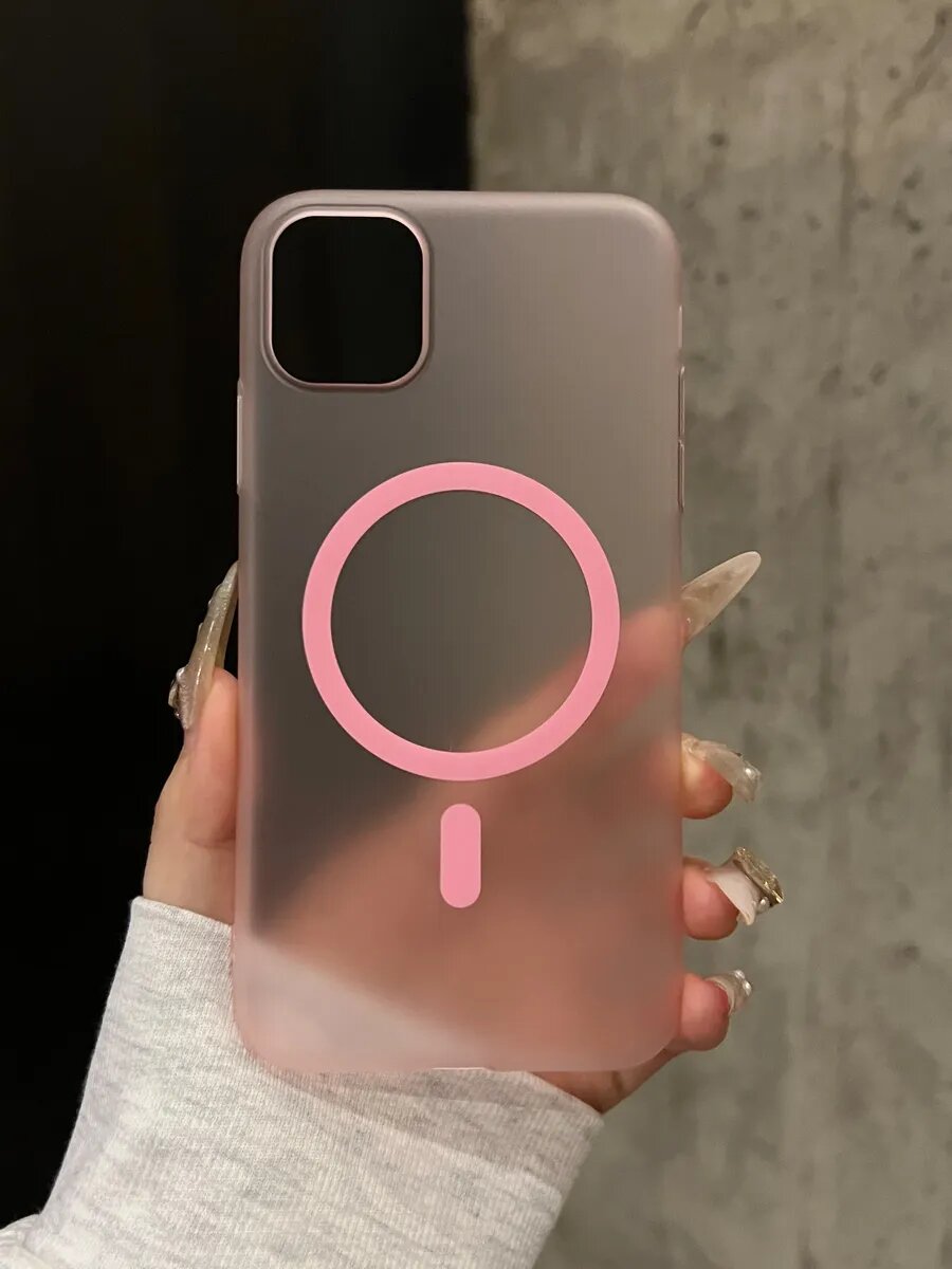 Чехол О'кейси, для iPhone 11, MagSafe, силикон, розовый/прозрачный