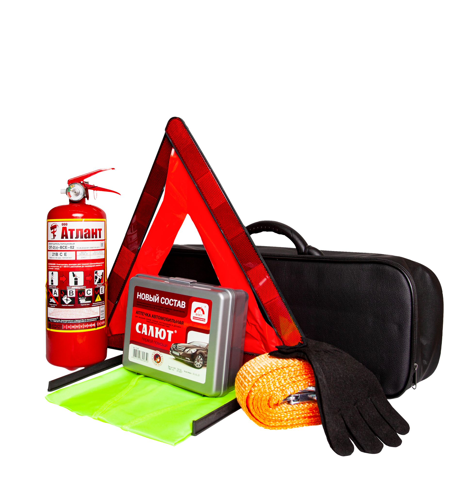 Набор автомобилиста TOPAUTO EMERGENCY KIT 4, с тросом до 5 тонн, сумка из эко-кожи