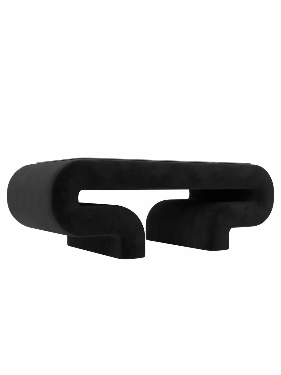 Стол интерьерный Дафна (ШхГхВ) 146х64х54, стеклянная столешница, обивка черный велюр