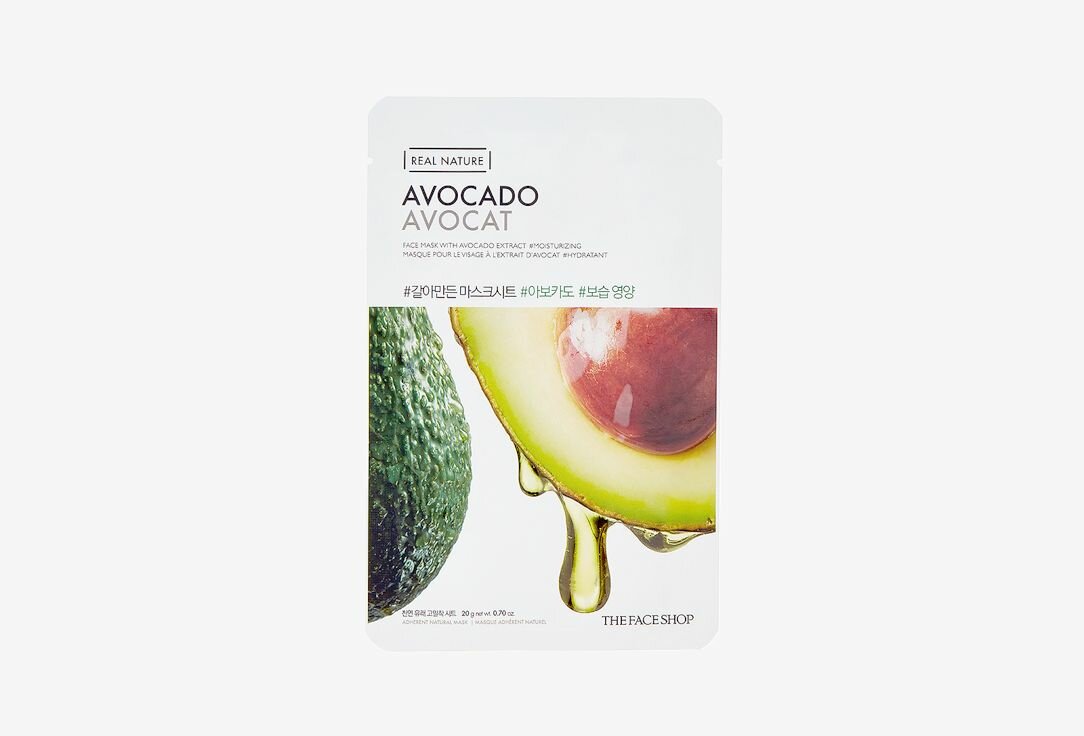 Питательная тканевая маска для лица THE FACE SHOP Real nature avocado