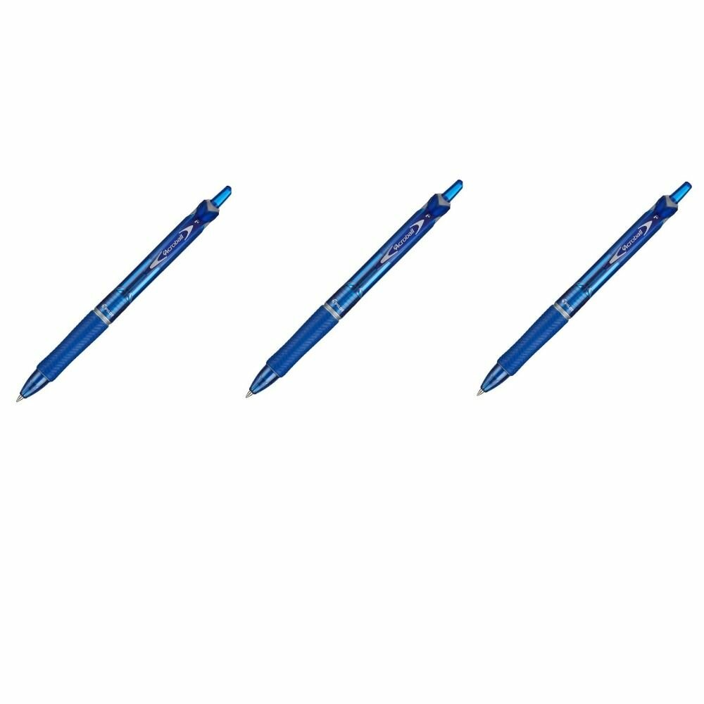 Pilot Ручка шариковая автоматическая Acroball резиновая манжетка синяя 0, 28 мм, Эко, 3 шт