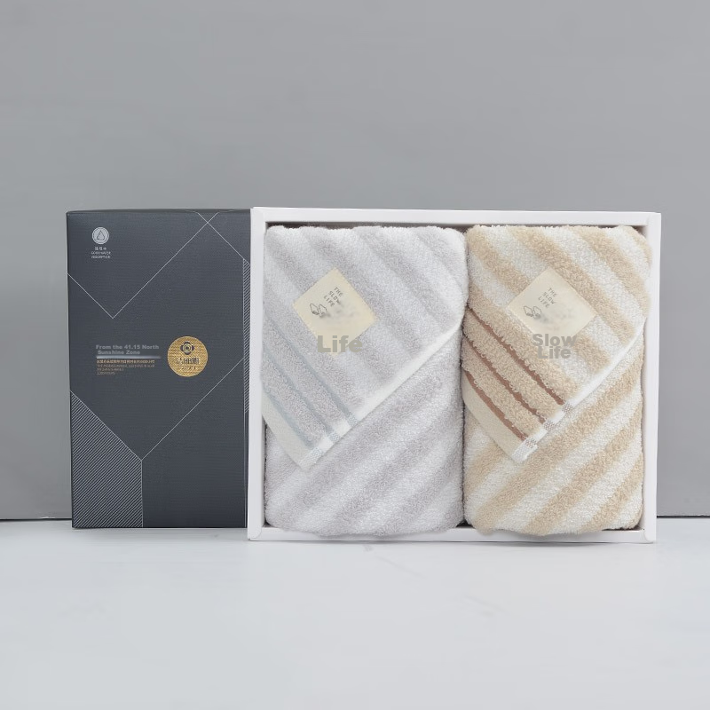 Grace Slow Life Thick Towel Gift Box, 2-Pack, Pure Cotton Face Towels, Gentleman Gift Box, Comfortable, Soft, Absorbent