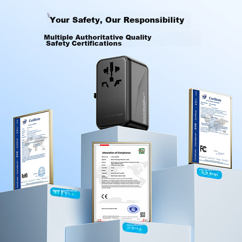 Momi PD140W Fast Charging Global Universal Adapter Travel Socket / International Universal Travel Converter for UK, US, Australia, Germany, Japan, Singapore, Korea, Hong Kong