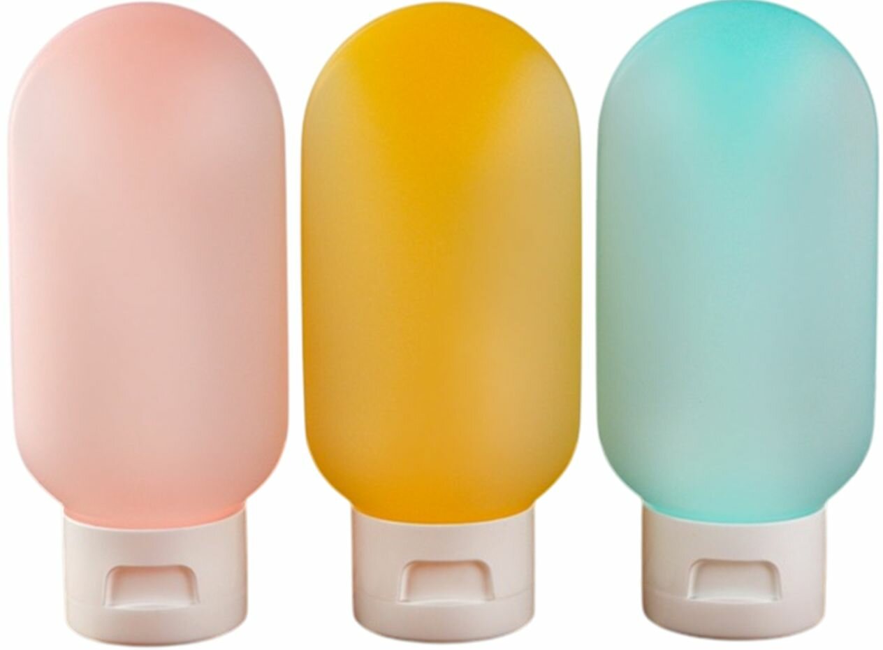 Набор для хранения жидких средств в чехле, дорожный комплект косметических разноцветных туб 3 по 60 мл, емкости для путешествий и косметики