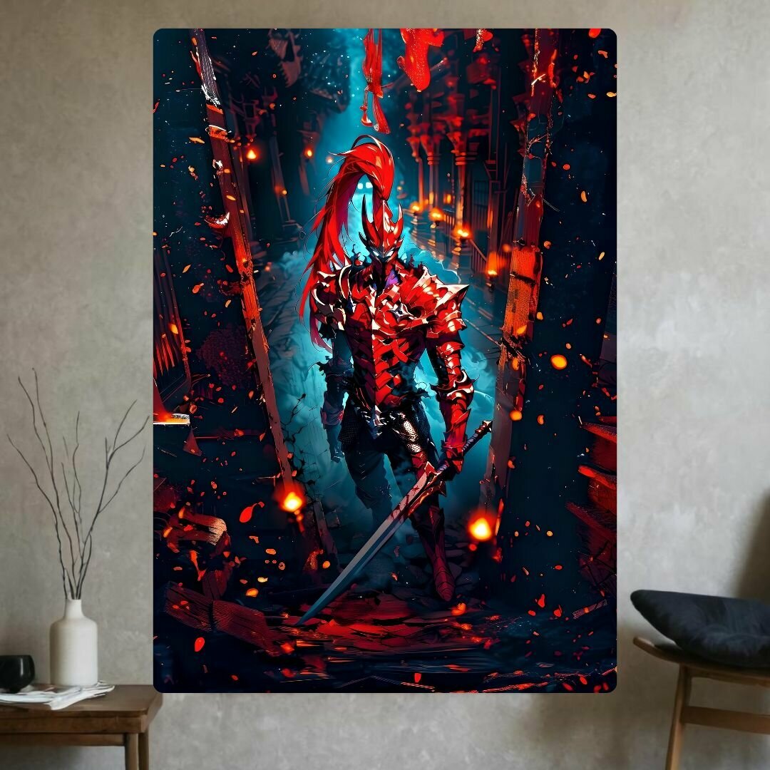 Картина на металле (аниме) Solo leveling, Красный Игрис, 20*30 см