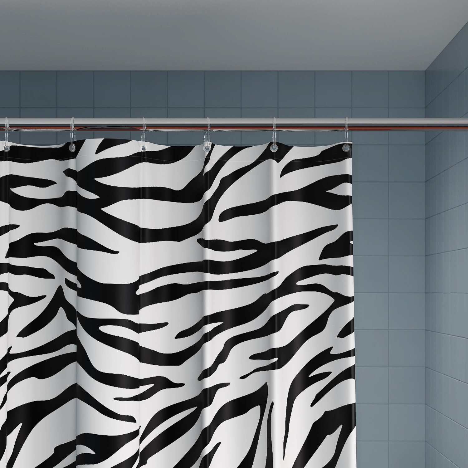 Штора для ванной комнаты и душа IDDIS Base BB03P18i11 180x200 см тканевая водонепроницаемая с кольцами черно-белая