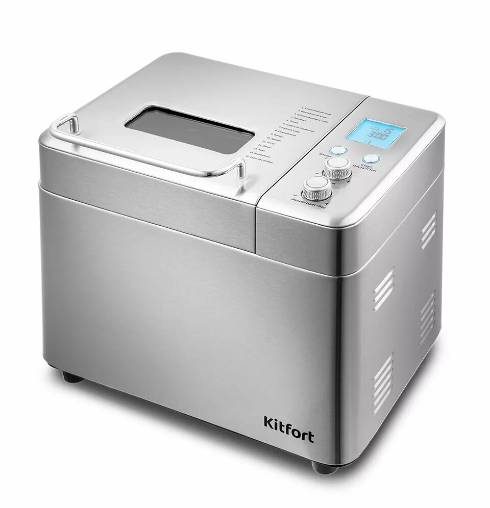 Хлебопечь Kitfort КТ-304, серебристый (550 Вт, программ - 15 шт, вес выпечки - 1 кг)