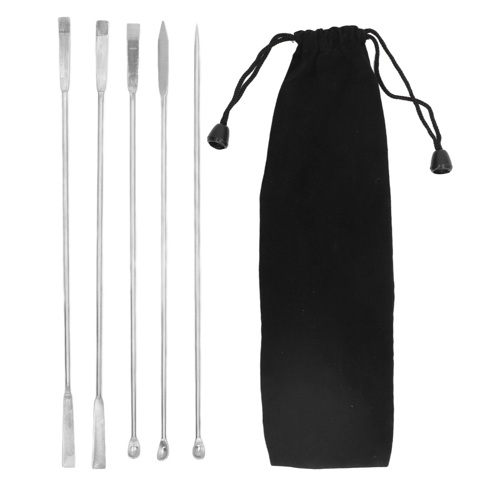 Набор из 5 лабораторных ложек из нержавеющей стали с двумя лезвиями, устойчивых к ржавчине, для проведения экспериментов.