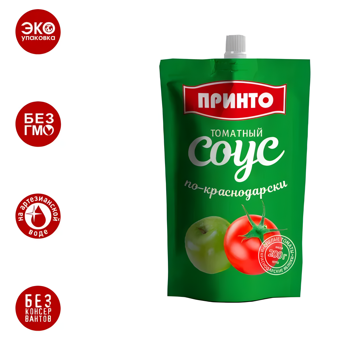 Соус томатный "По-краснодарски" Принто, дой-пак с дозатором, 200гр 4шт