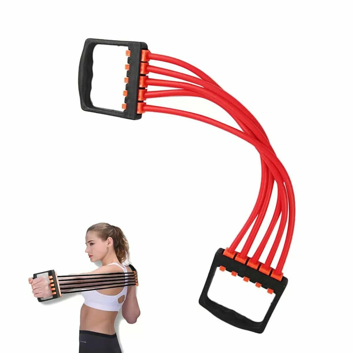 Трубчатый эспандер с ручками, универсальный, нагрузка до 35 кг