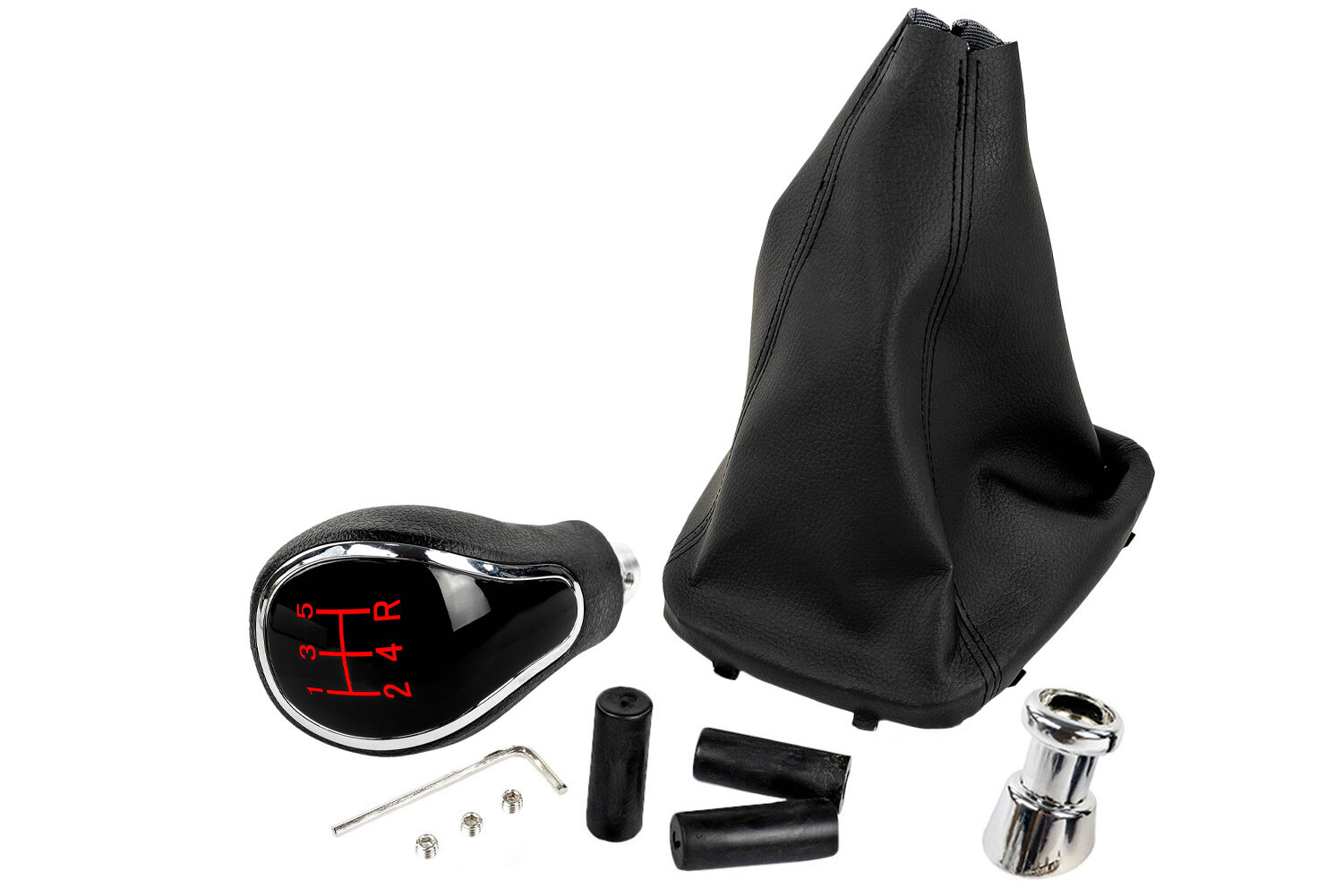 Ручка КПП в стиле Vesta хром, красная подсветка Sal-Man с пыльником на Гранта, Гранта FL, Калина 2, Datsun трос