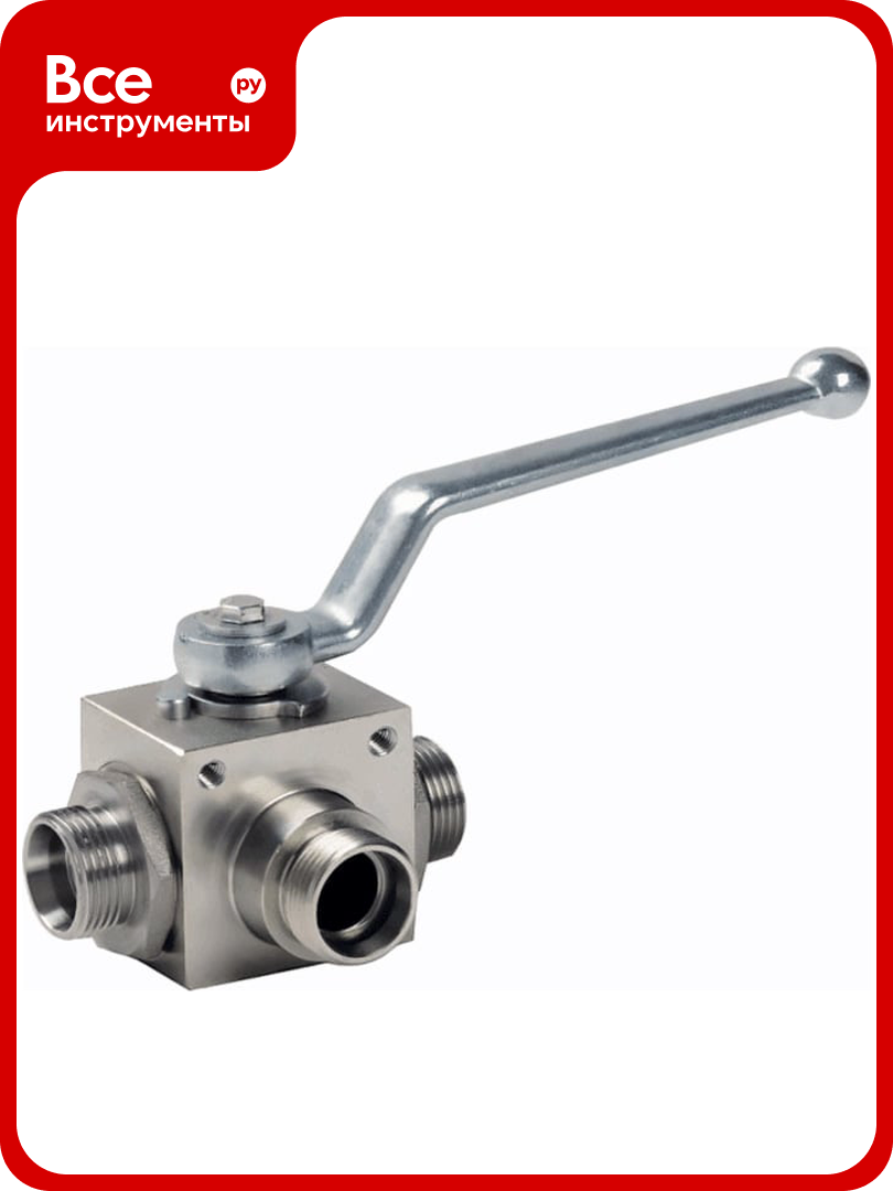 Гидравлический шаровый трехходовой кран TITAN LOCK DN 6 (1/4"), типа НР, сталь TLHYD3V1/4M, из углеродистой