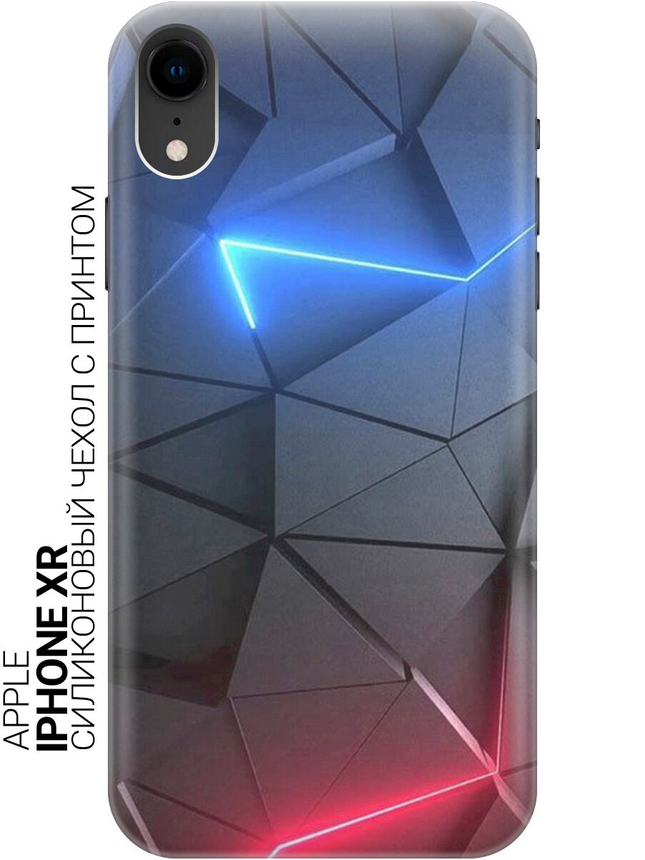 Силиконовый чехол на Apple iPhone XR с принтом "Графитовые грани"