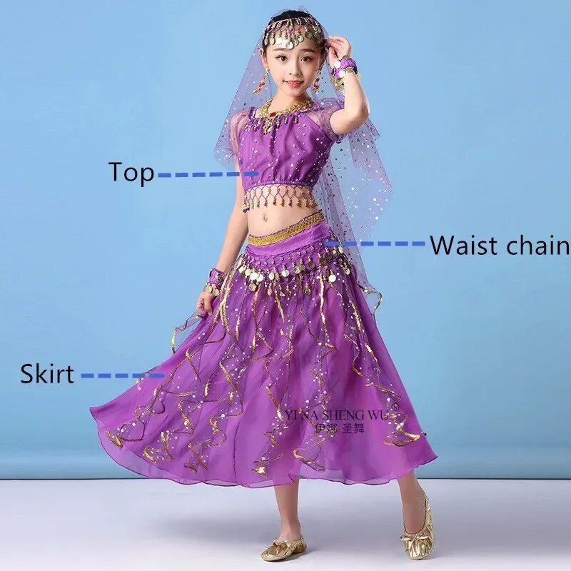 Детский костюм для танца живота YI NA SHENG WU 6 цветов S, Purple 3pcs