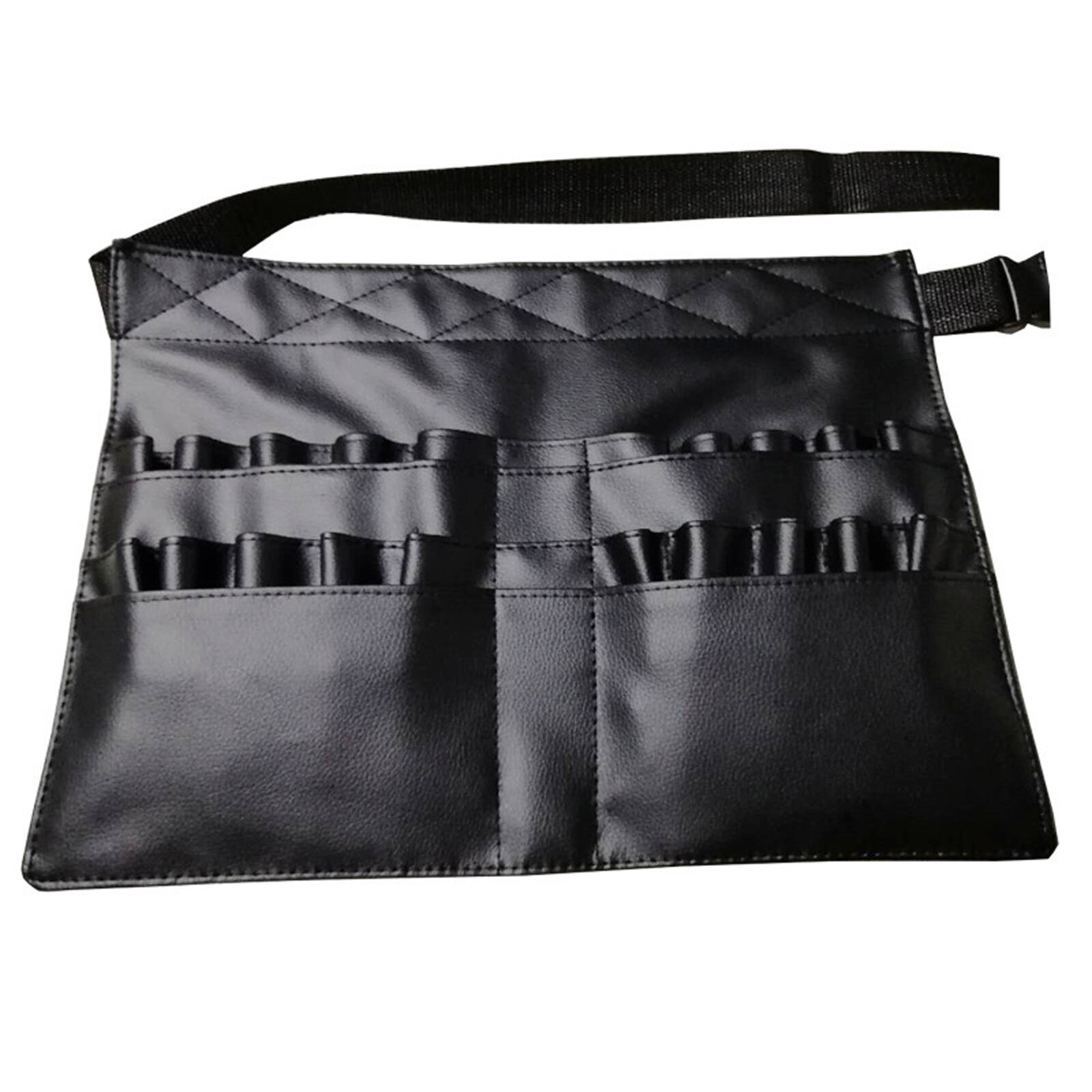 Сумка для косметических кистей на пояс Makeup Brush Waist Bag с несколькими карманами, регулируемым ремнем из нейлона, материал PU и нейлон, черный цвет, размер 36.5*26.7см, вес 185г, 1 шт в упаковке