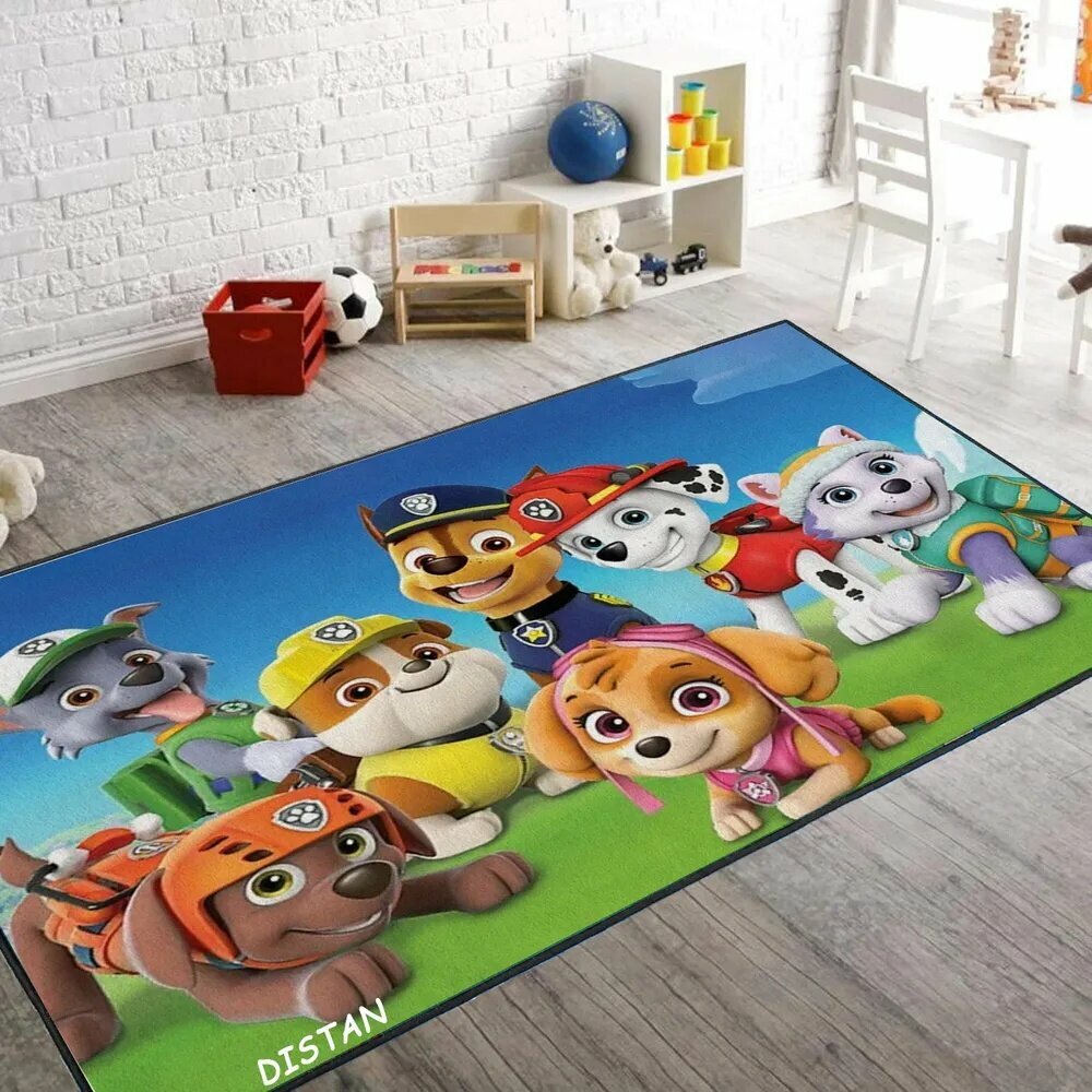 DISTAN Ковер Изготовлен из полиэфирного волокна, высота ворса составляет 5,5 мм. Команда спасения собак Paw Patrol.  Коврики на тему аниме для гостиных, спален, игровых комнат, детских комнат 200x150 см