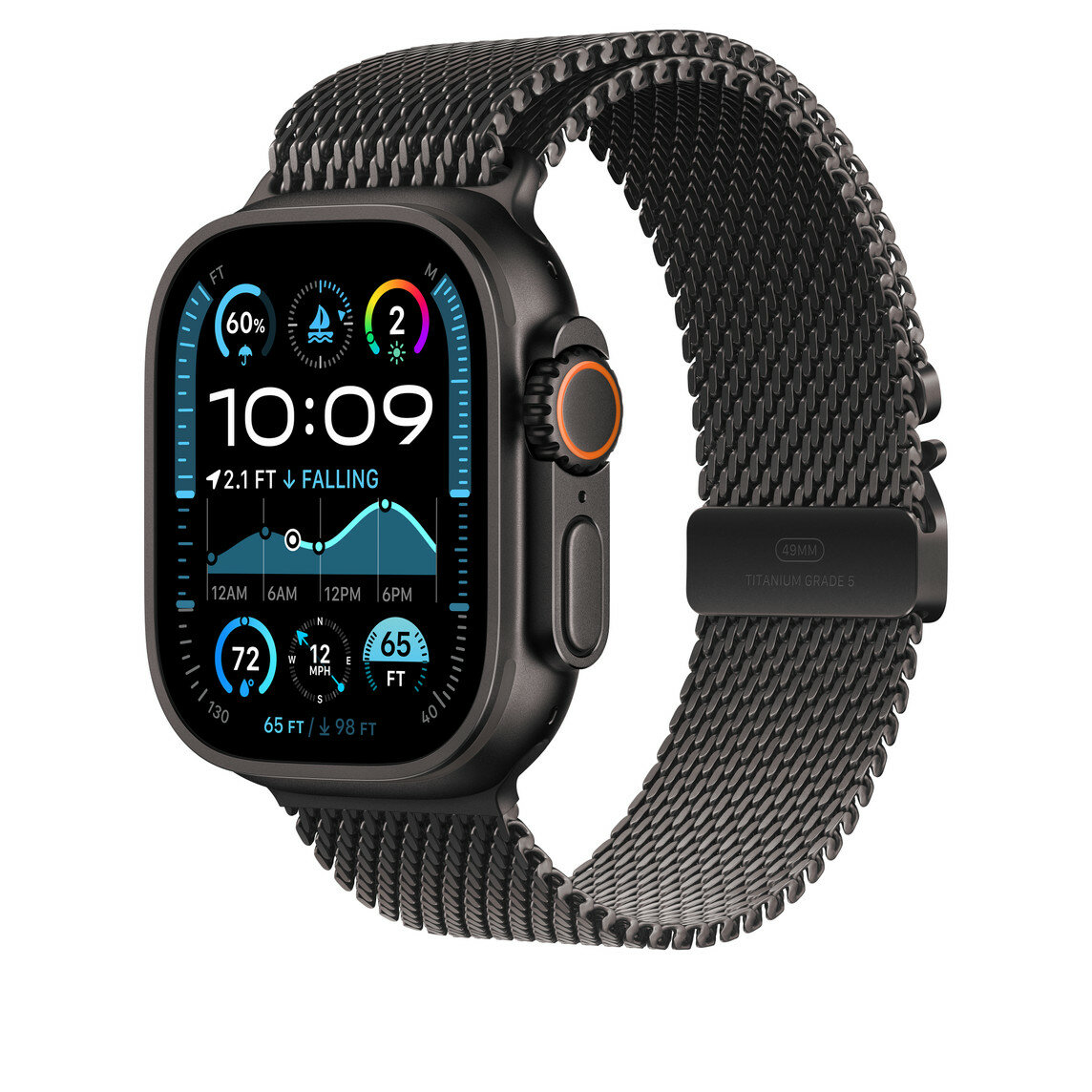Ремешок для Apple Watch 49mm Black Titanium Milanese Loop - S (Черный) (MXKF3)