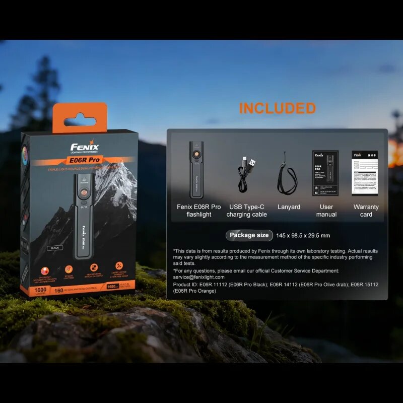 Фонарь Fenix E06R Pro 1600 люмен Оранжевый, Orange — фото 1